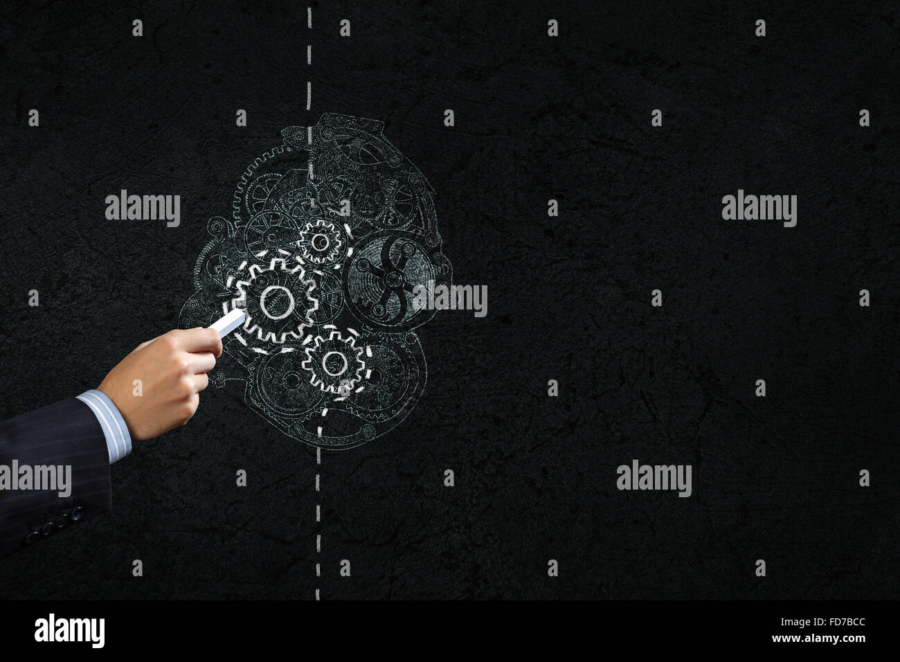 Close up of hand drawing gears mechanism with chalk Stock Photo - Alamy