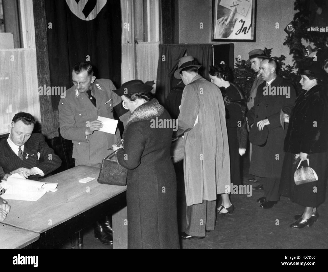 Polling station in Berlin for the Reichstag election, 1938 Stock Photo ...