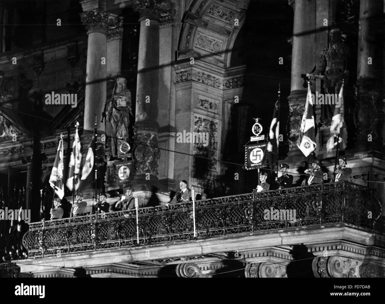 Adolf Hitler during his election speech in Hamburg on the referendum on ...