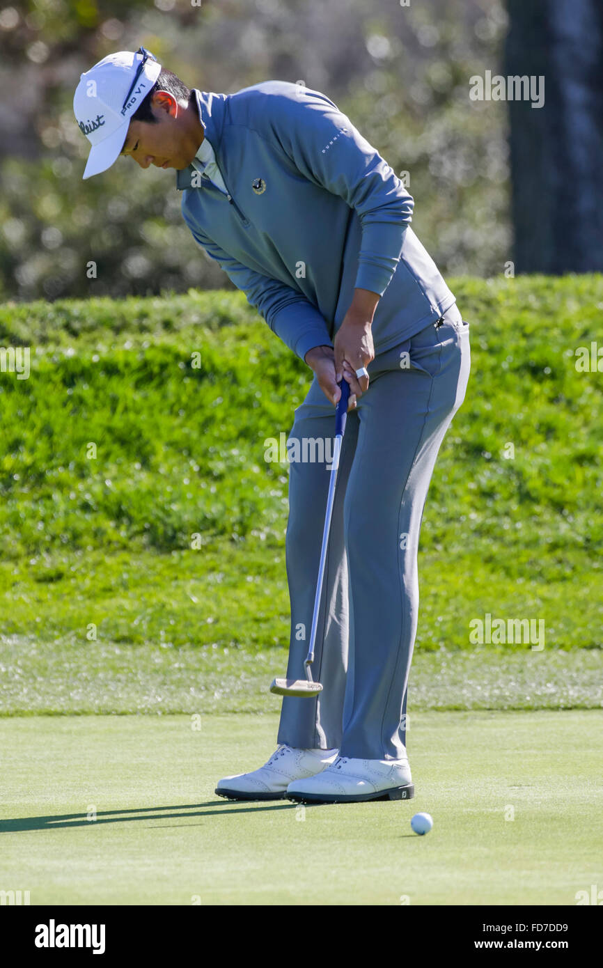 San Diego, California, USA. 28th Jan, 2016. Michael Kim putts for ...