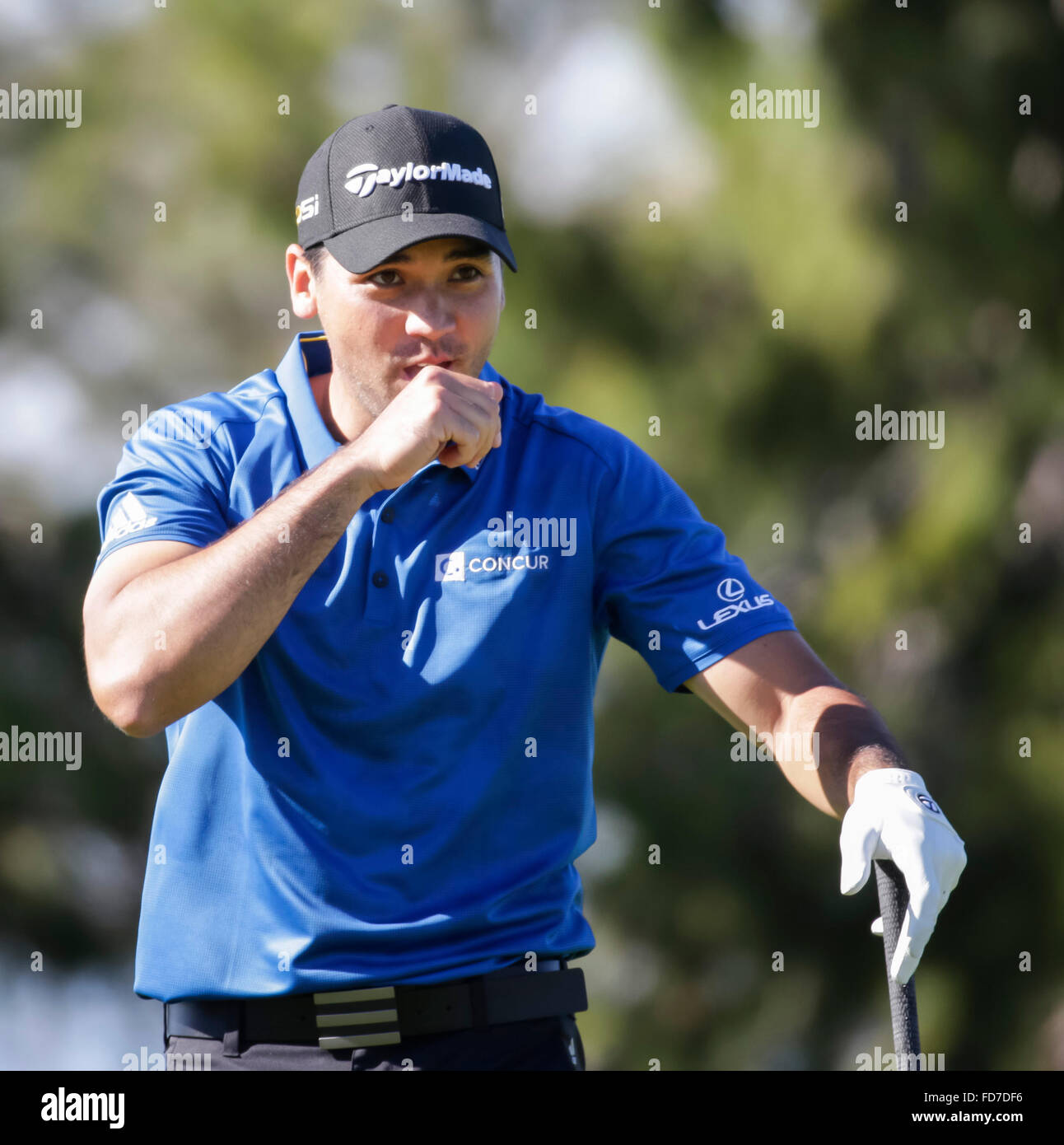 San Diego, California, USA. 28th Jan, 2016. Jason Day is shocked by his ...