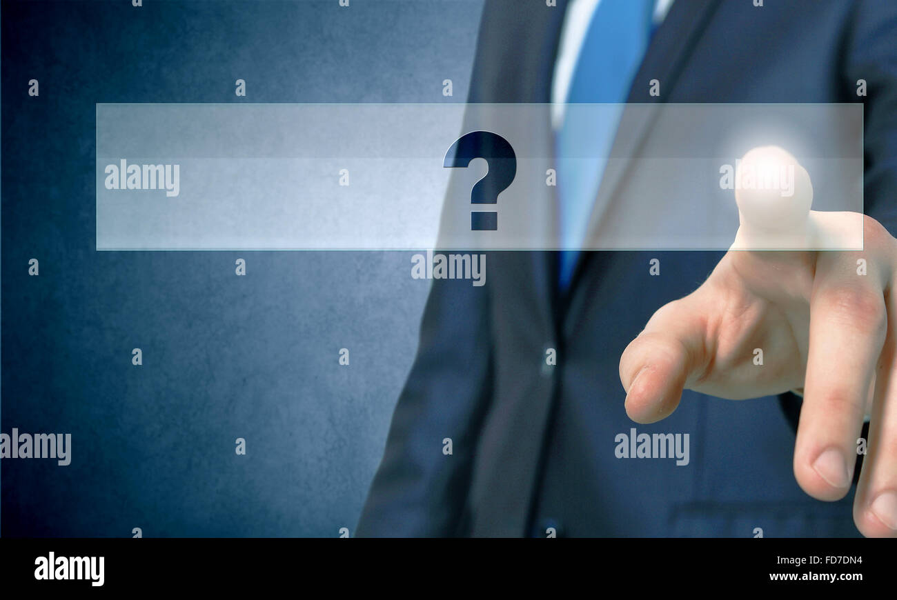Close up of hand touching question mark icon with finger Stock Photo ...