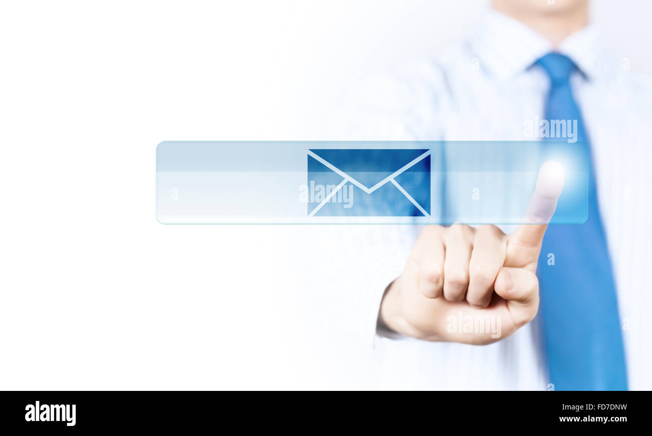 Close up of hand pressing e-mail sign with finger Stock Photo - Alamy