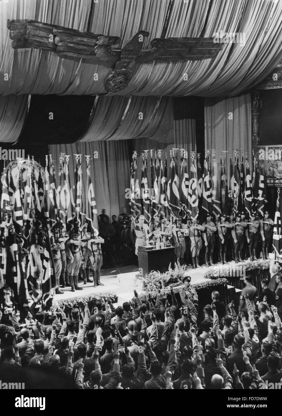 Rudolf Hess with ethnic Germans in the Berlin Sportpalast, 1935 Stock ...