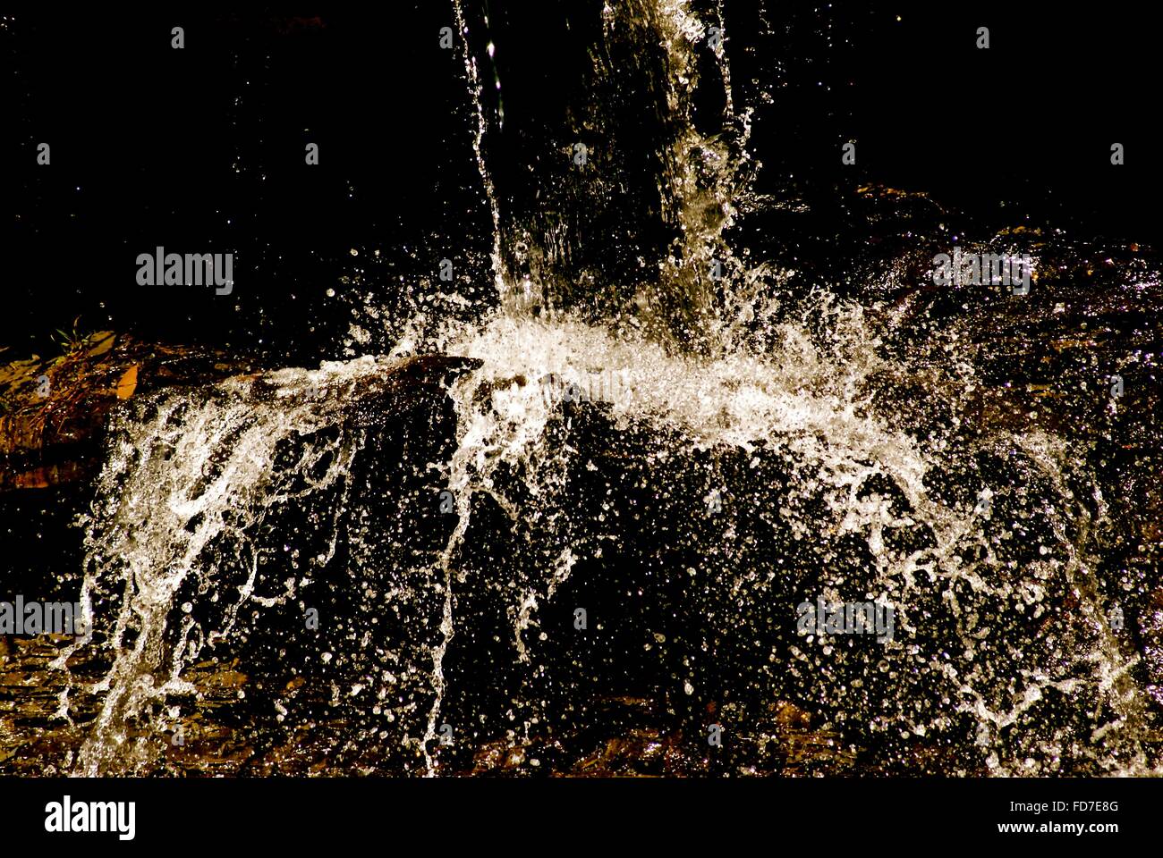 A picture of water splashing from a small waterfall in Brown County ...