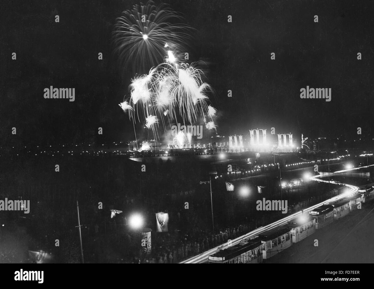 Fireworks at Tempelhof Field on May 1, 1933 Stock Photo - Alamy