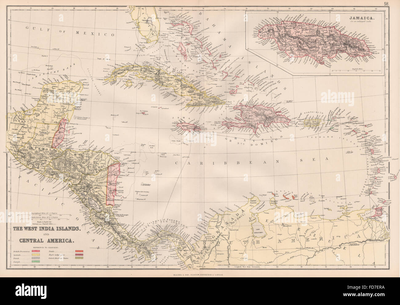 COLONIAL CARIBBEAN: West Indies. Danish Virgin Islands.Telegraph cables ...
