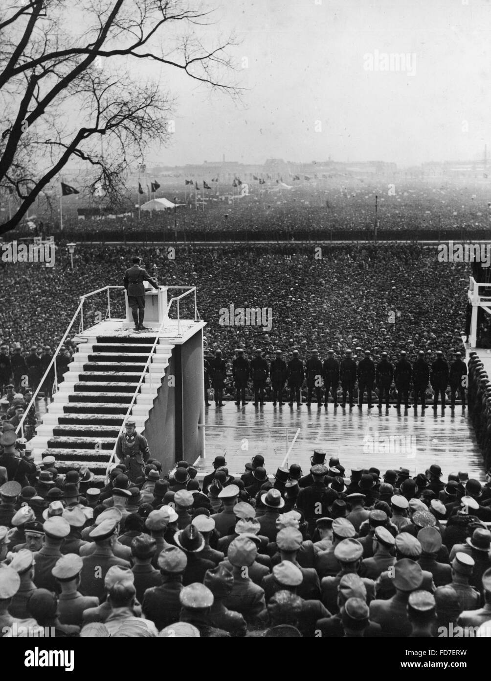 Adolf Hitler at the May Day rally on the Tempelhof Field, 1935 Stock ...