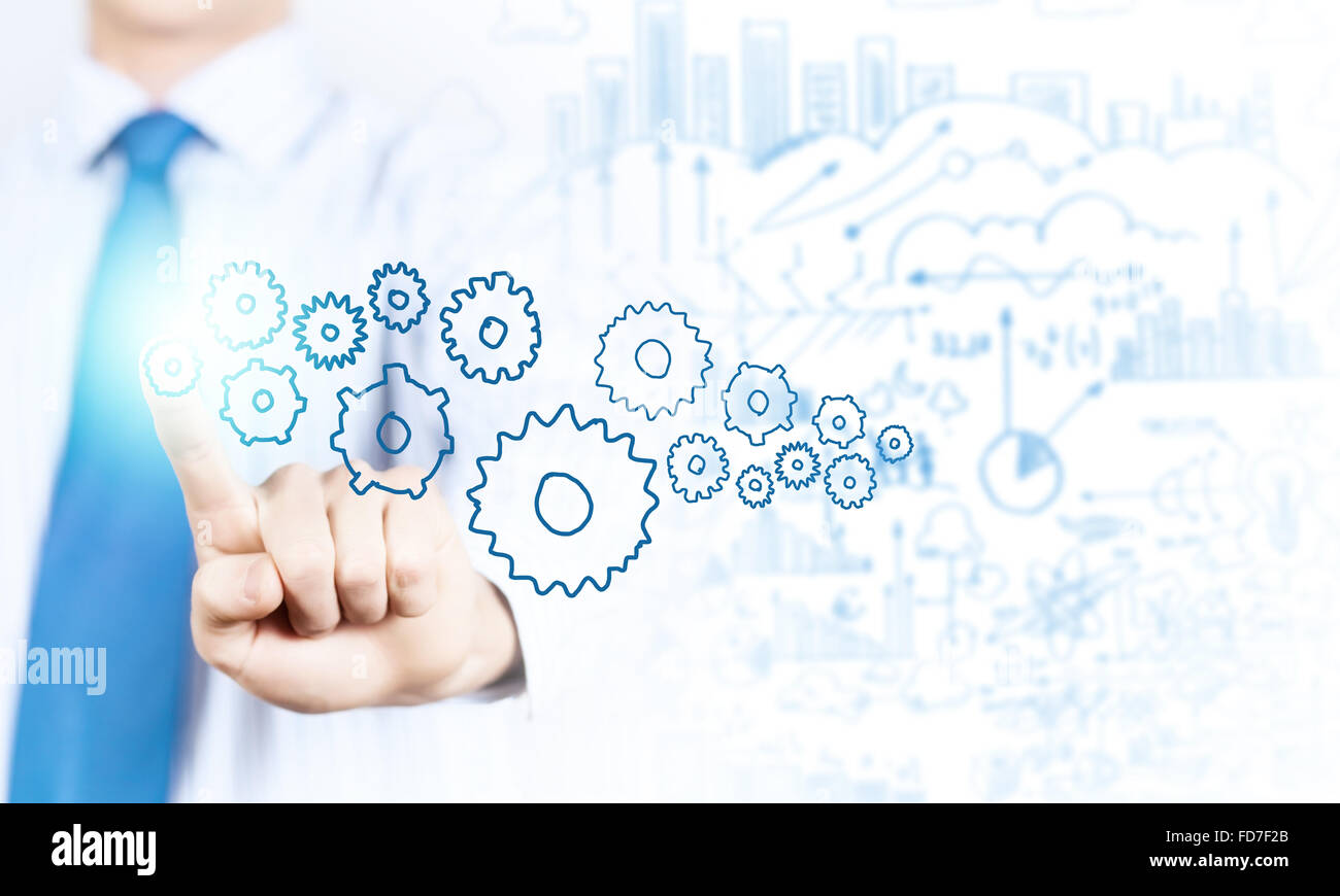 Close businessman touching gear mechanism hi-res stock photography and ...