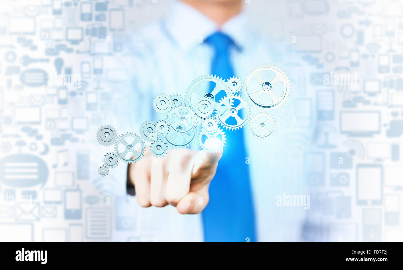 Close businessman touching gear mechanism hi-res stock photography and ...