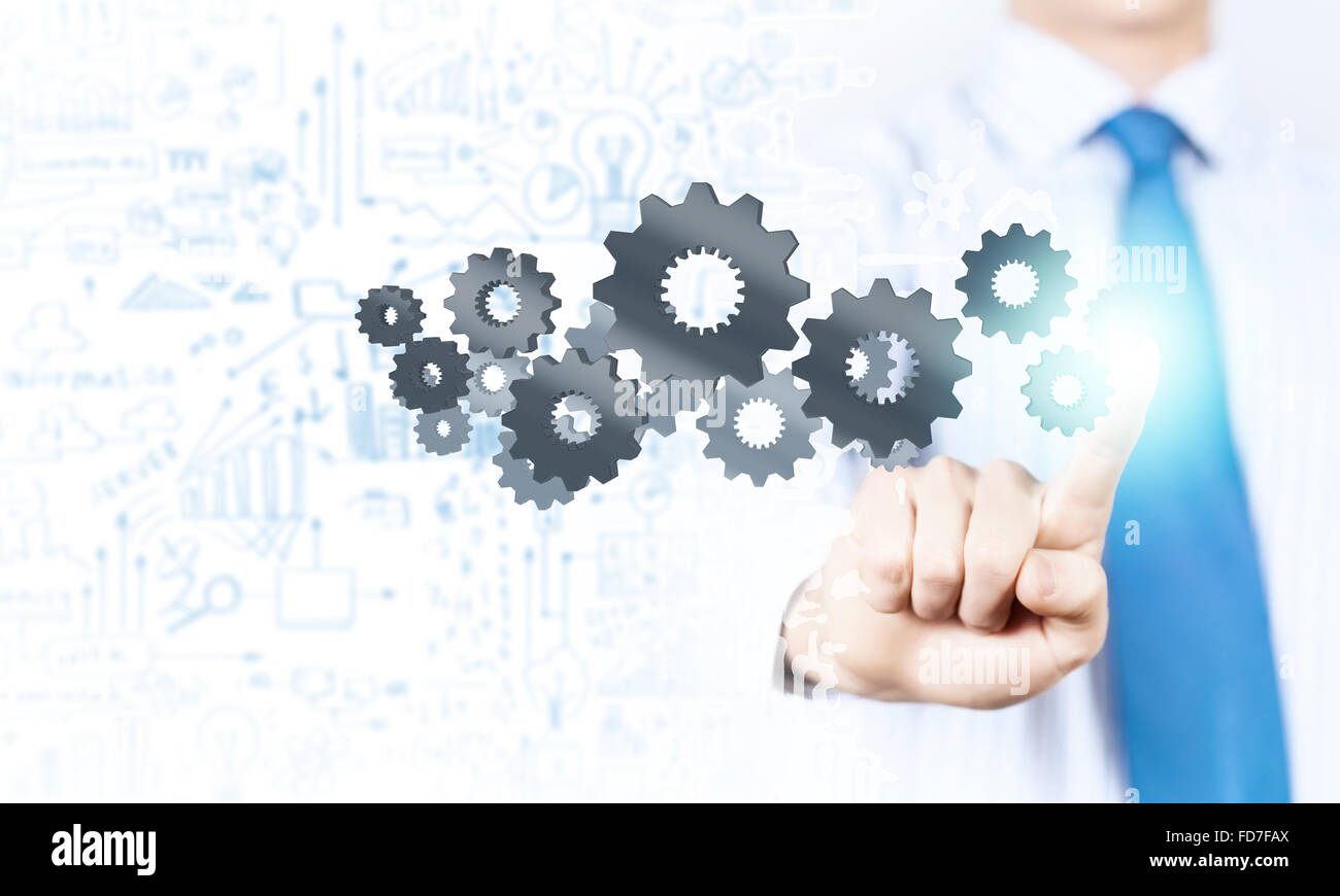 Close businessman touching gear mechanism hi-res stock photography and ...