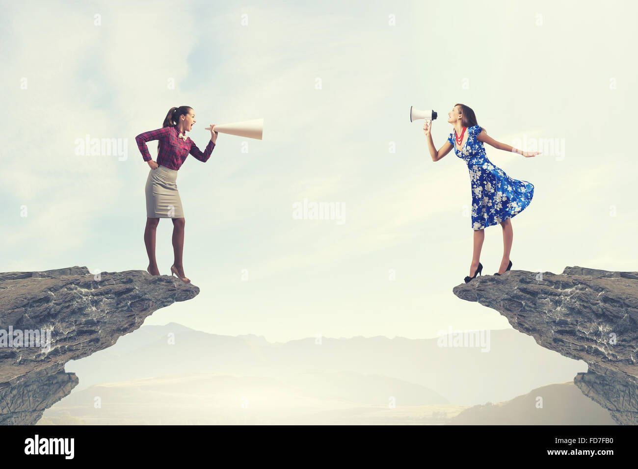 Women with megaphones hi-res stock photography and images - Alamy
