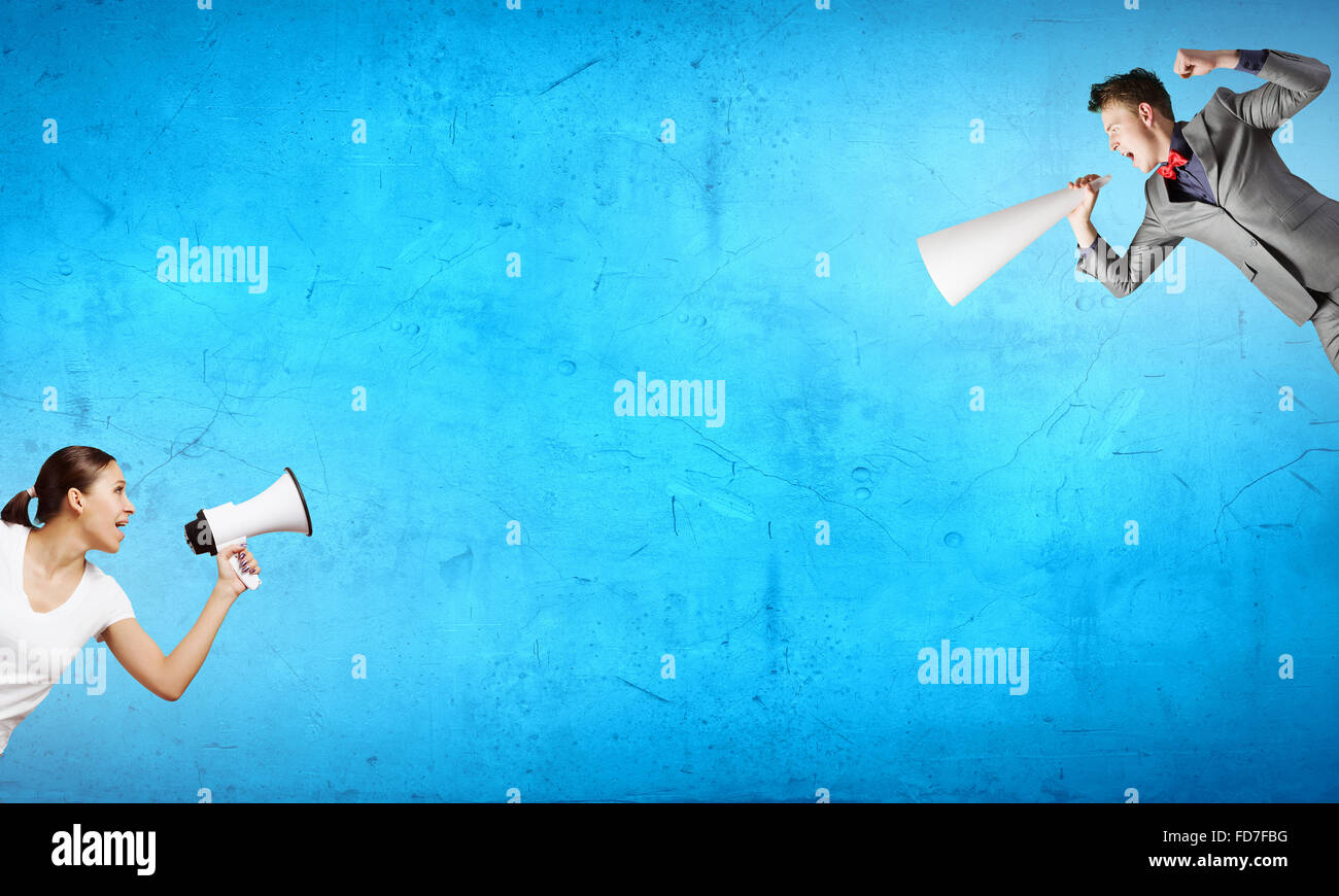 Two business people shouting in hi-res stock photography and images - Alamy