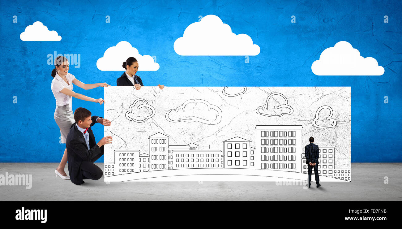 Group business people holding banner hi-res stock photography and ...