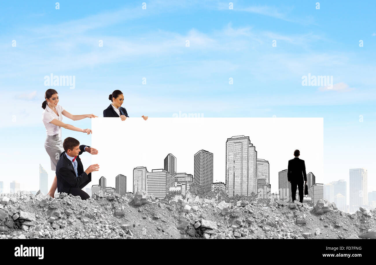 Group business people holding banner hi-res stock photography and ...