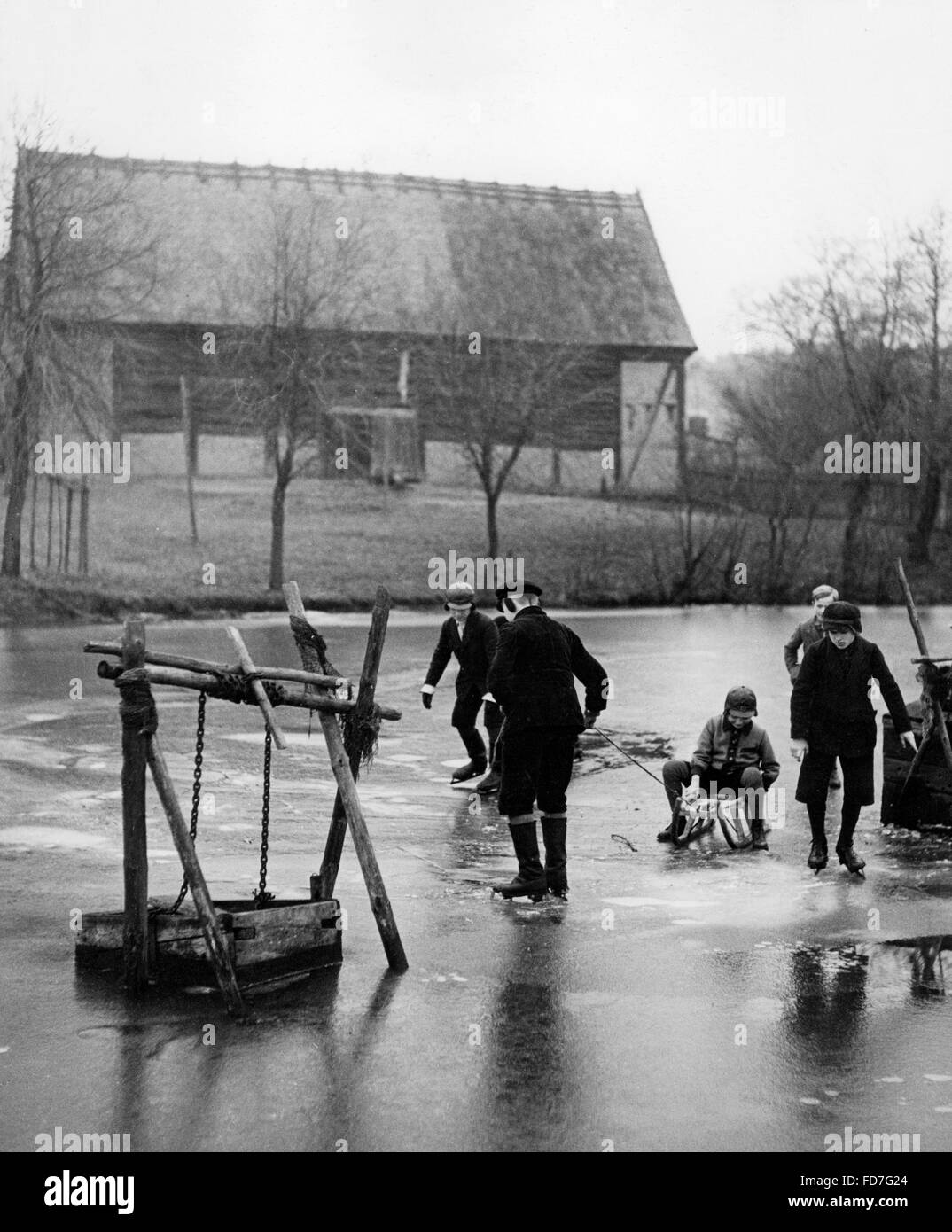 Lake ice skating Black and White Stock Photos & Images - Alamy