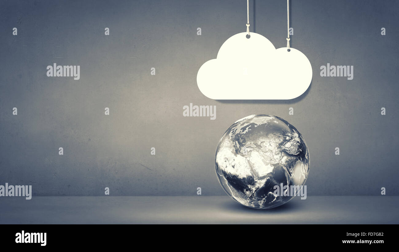 Computing concept with Earth planet and cloud. Elements of this image ...