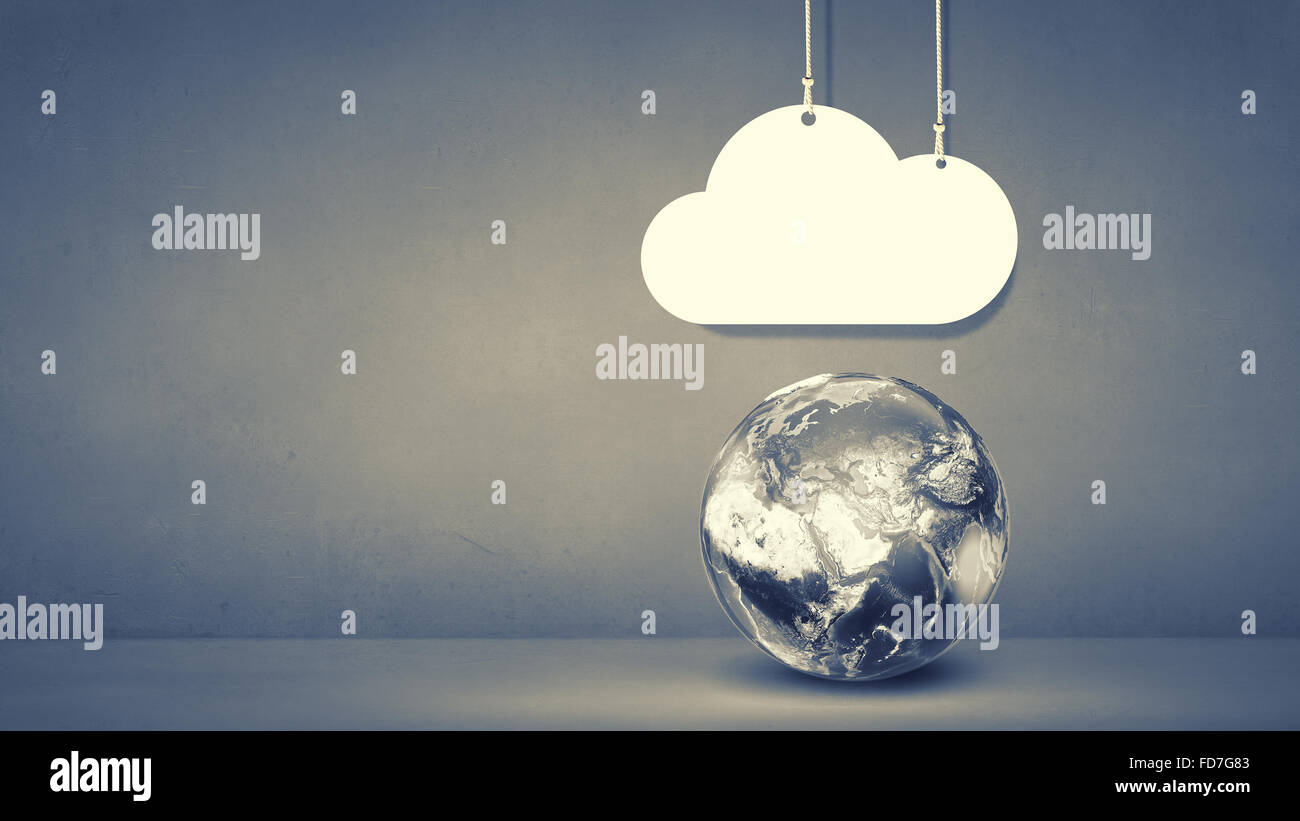 Computing concept with Earth planet and cloud. Elements of this image ...