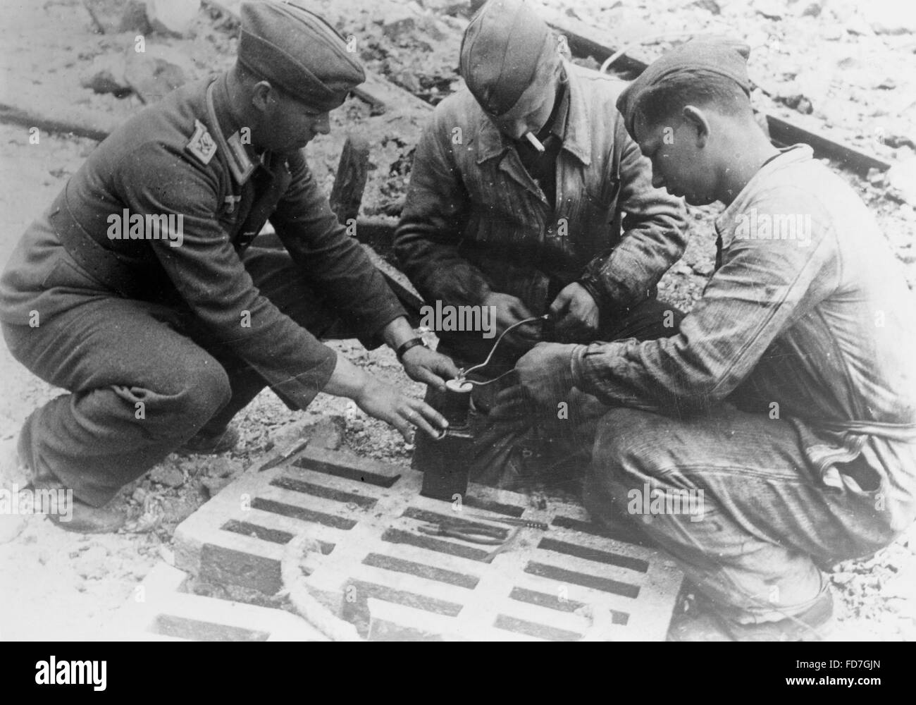 German demolition party in the port of Cherbourg, 1944 Stock Photo - Alamy
