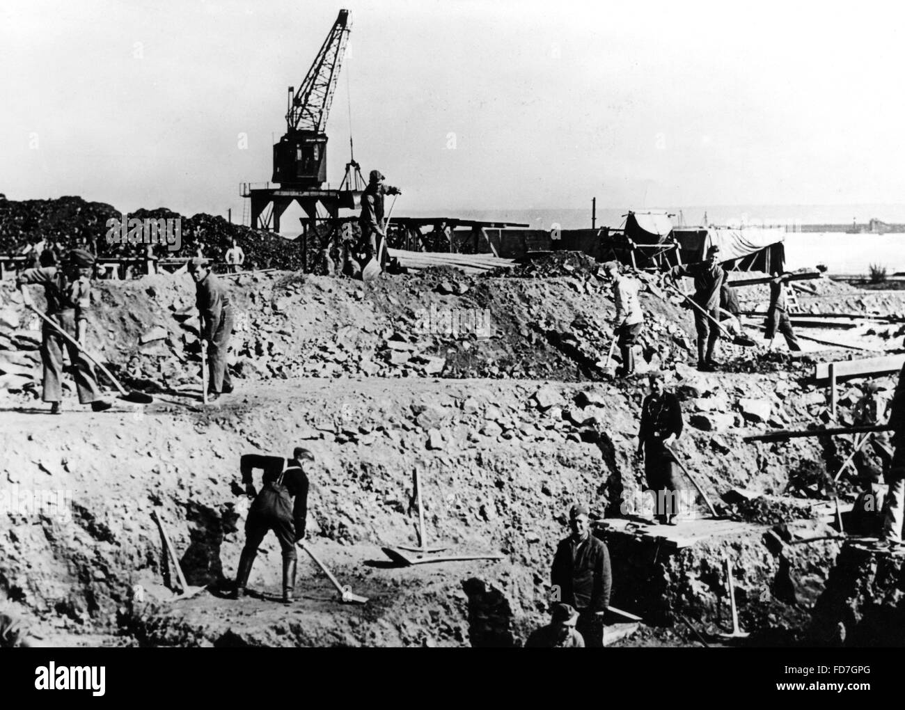 Construction of a German coastal fortification on the Atlantic Wall ...