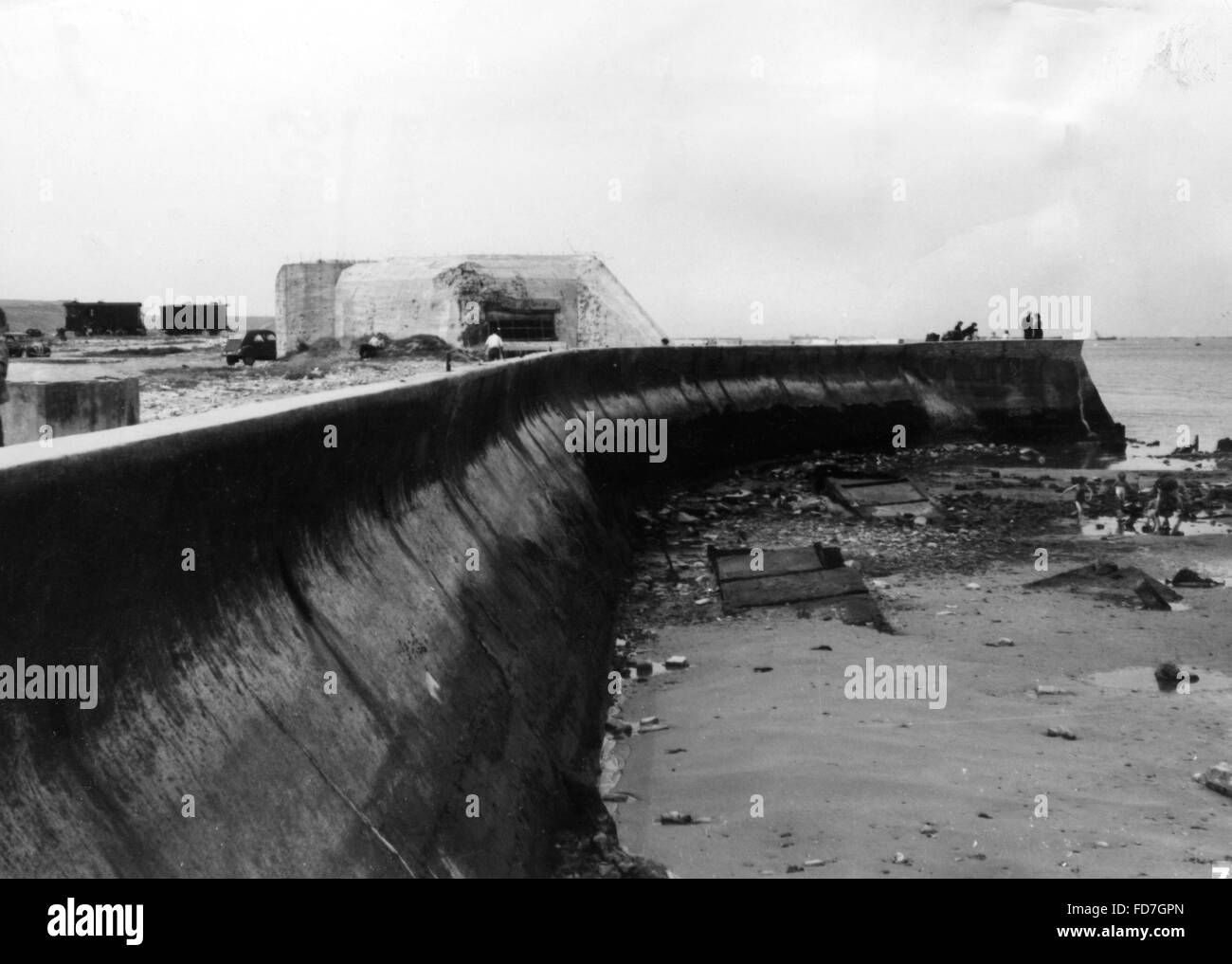 Destroyed German coastal fortification on the Atlantic Wall, 1944 Stock ...