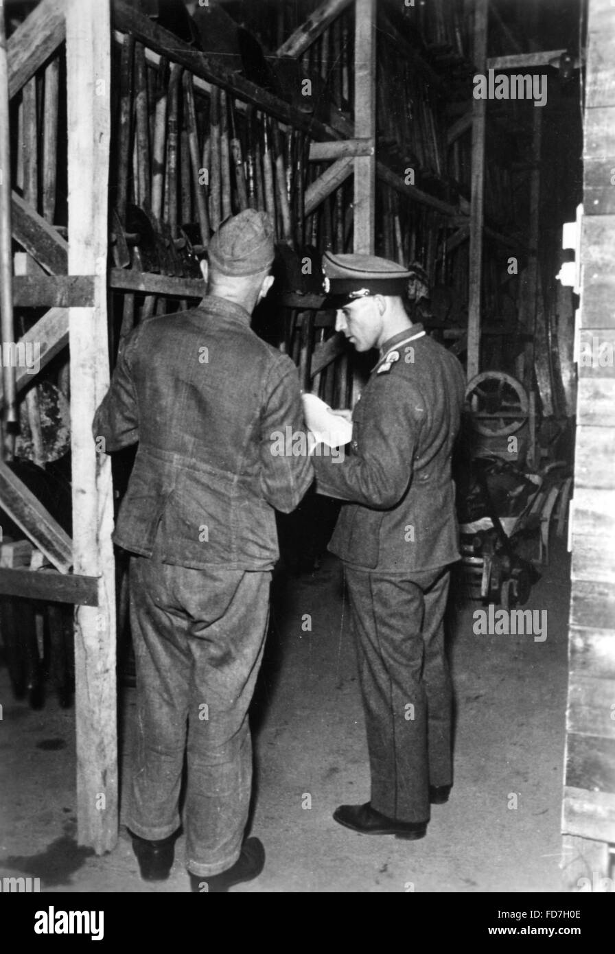Inspection of a German coastal fortification on the Atlantic Wall Stock ...
