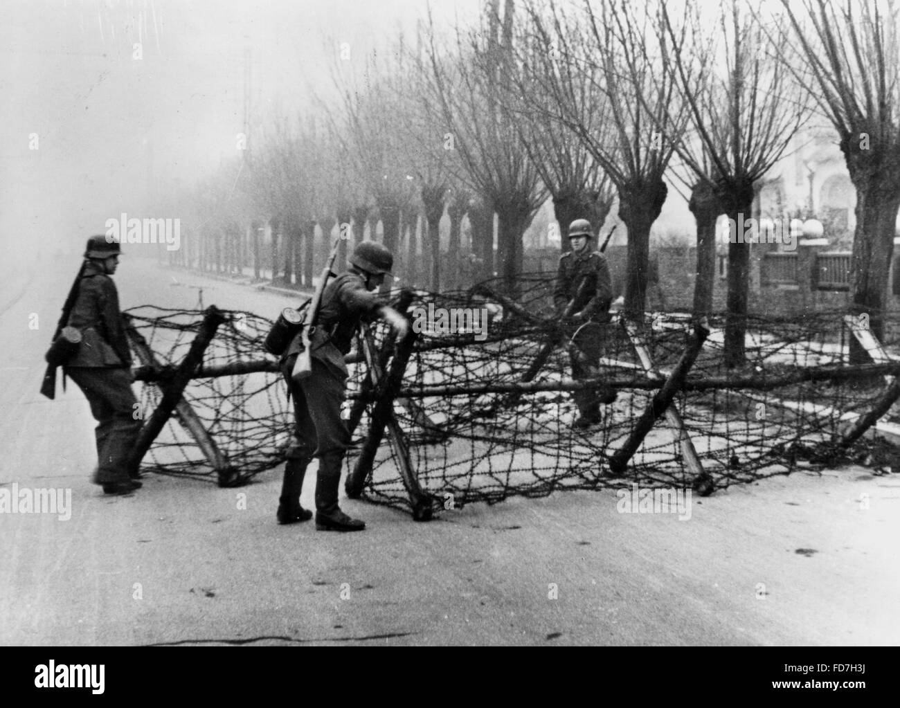 Laying of roadblocks near a channel fortification, 1944 Stock Photo - Alamy