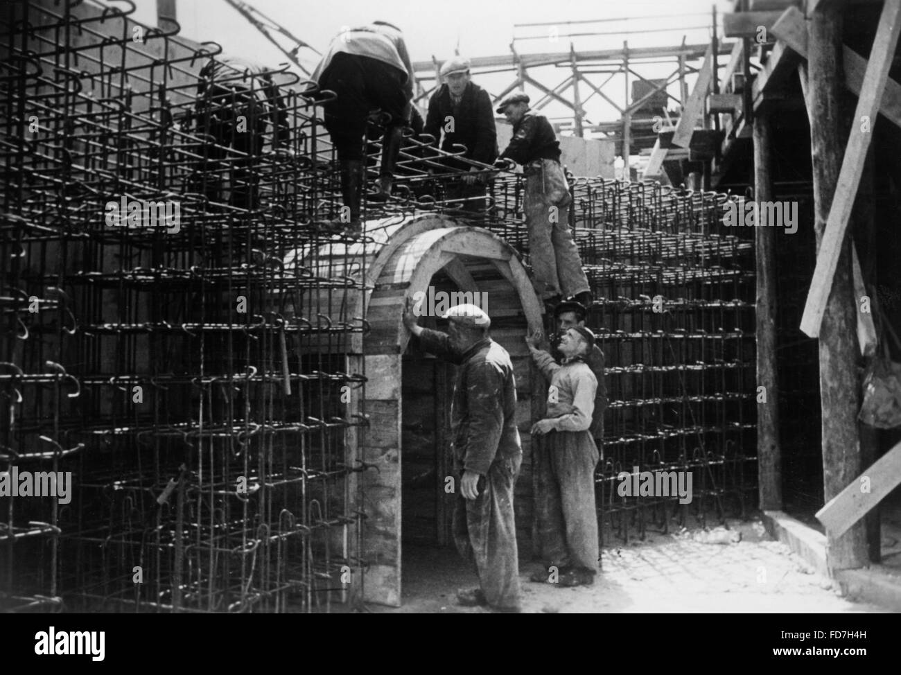 Construction of a German coastal fortification at the Atlantic Wall ...