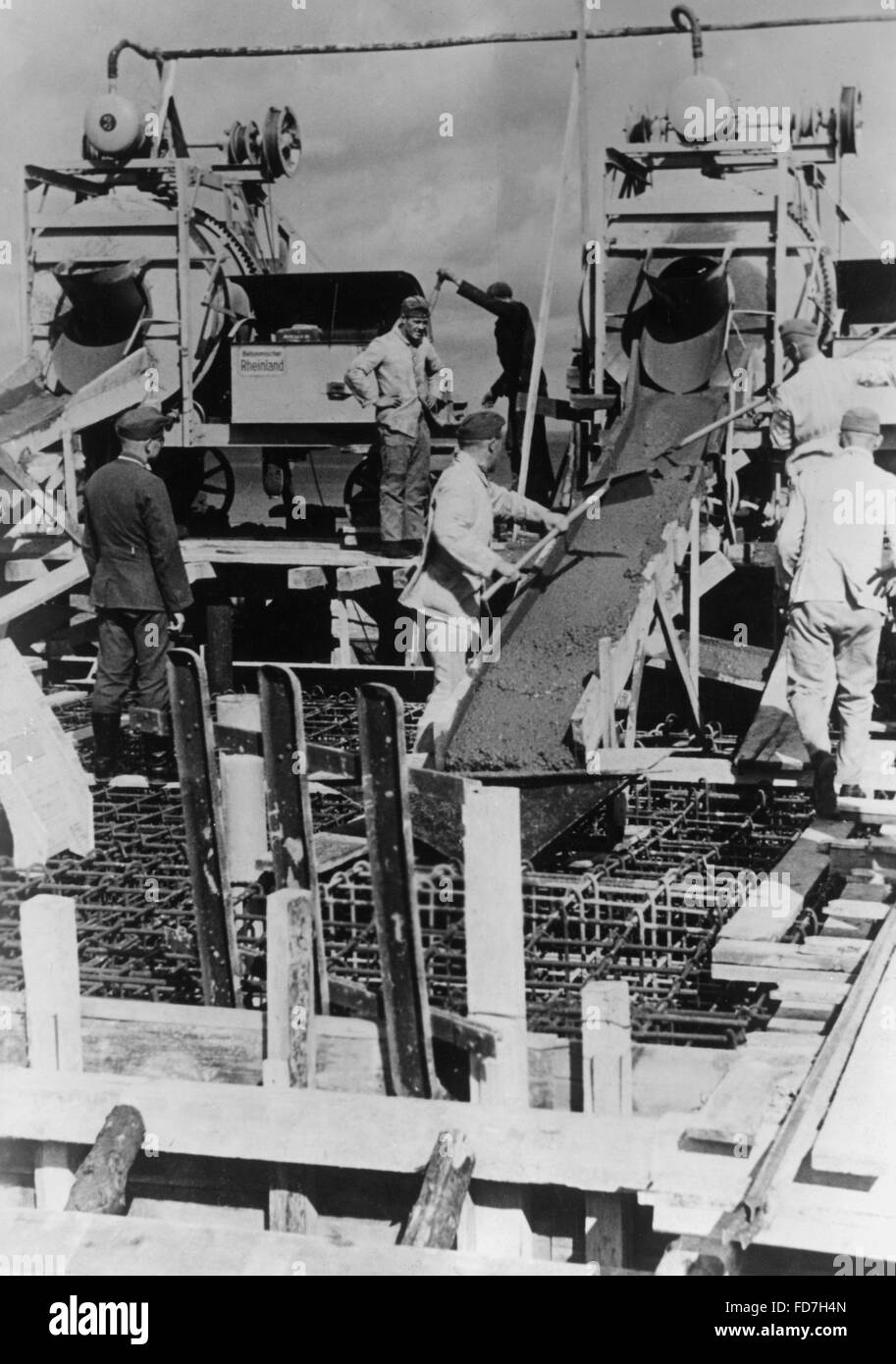 Construction of a German coastal fortification at the Atlantic Wall ...