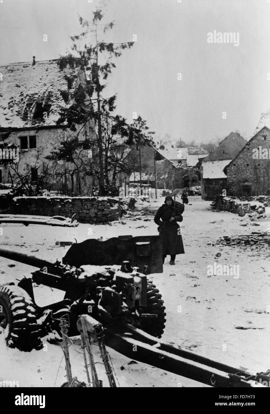 Reconquered village on the Western Front, 1945 Stock Photo - Alamy