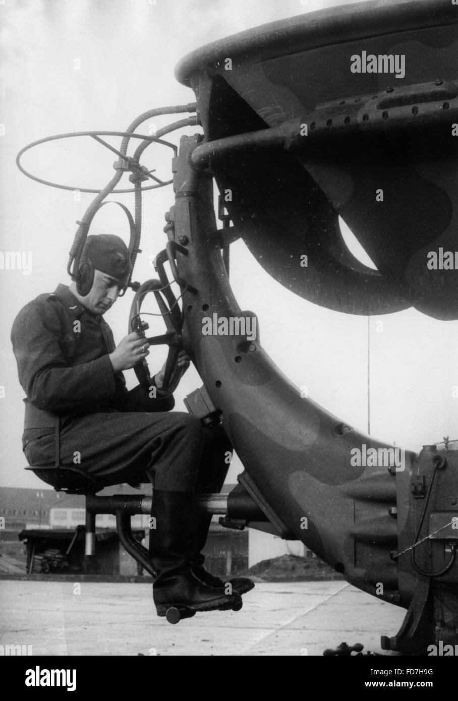 Soldier at a sound detector in Mainhausen, 1939 Stock Photo - Alamy