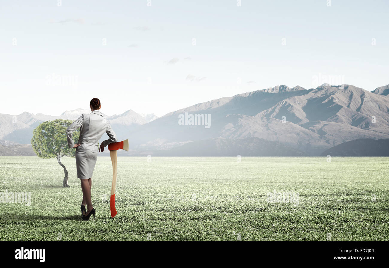 Female lumberjack axe hi-res stock photography and images - Alamy