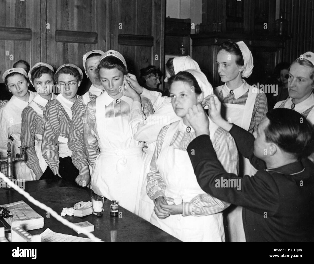 Red Cross nurses during a blood test, 1940 Stock Photo - Alamy