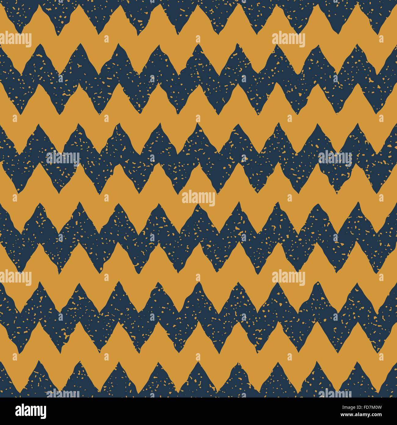 Vector Seamless Blue Yellow Color Hand Drawn Horizontal ZigZag ...
