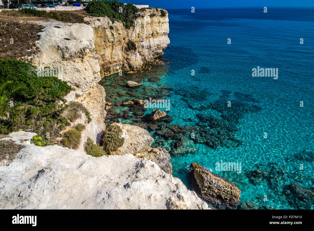 rocky cove on the coast of Salento in Puglia in Italy Stock Photo - Alamy