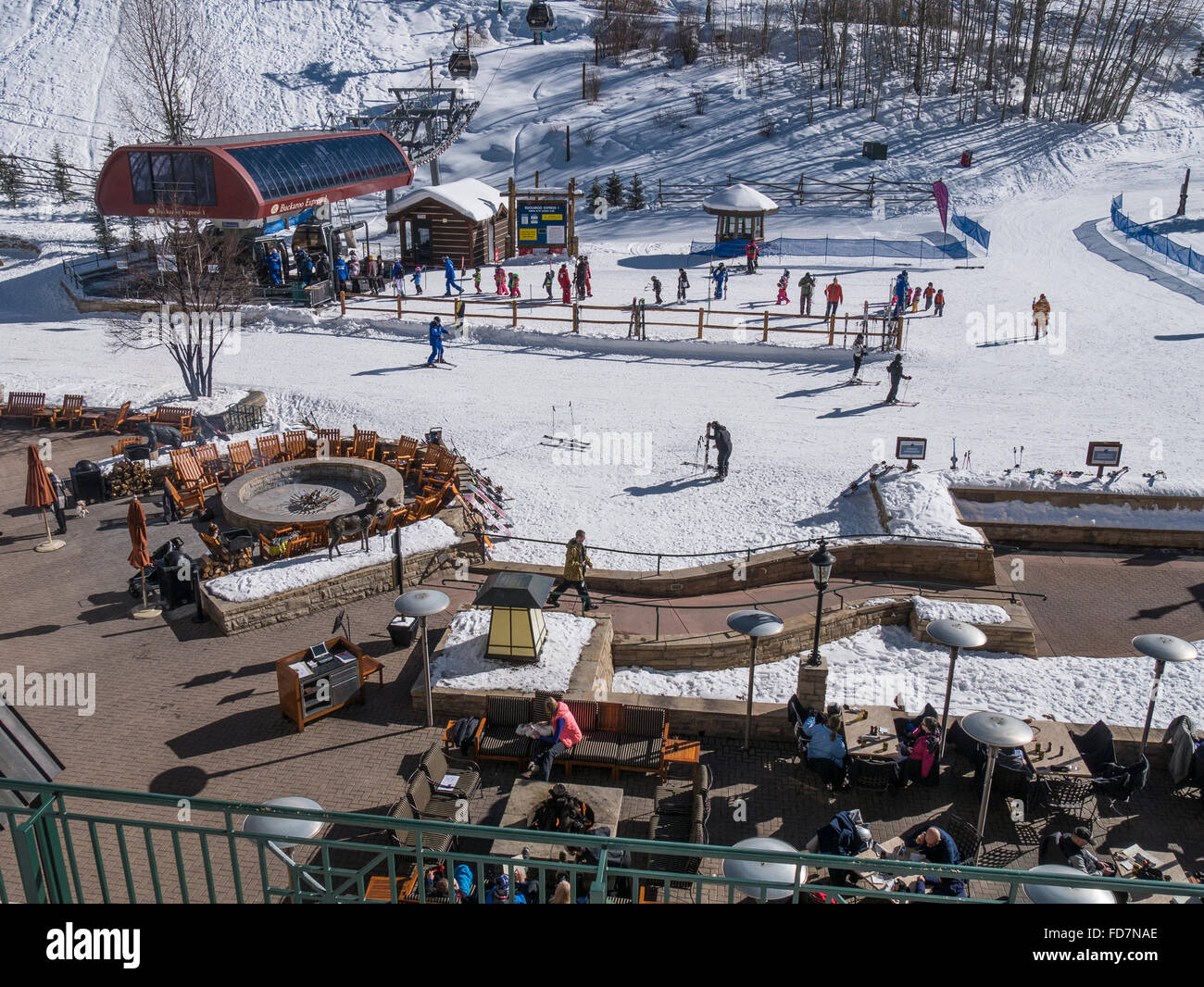 View of Buckaroo Express gondola and Park Hyatt fire pit, from Park ...