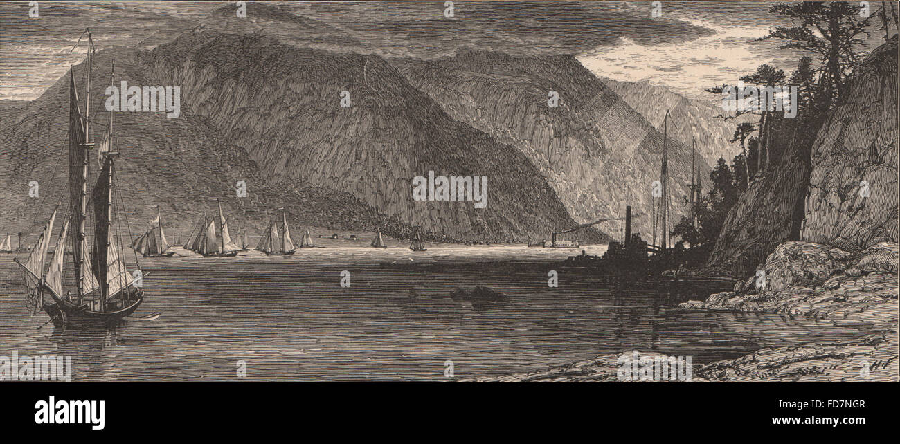 NEW YORK STATE: The Storm King and Crow's Nest. Sailing boats. Hudson ...