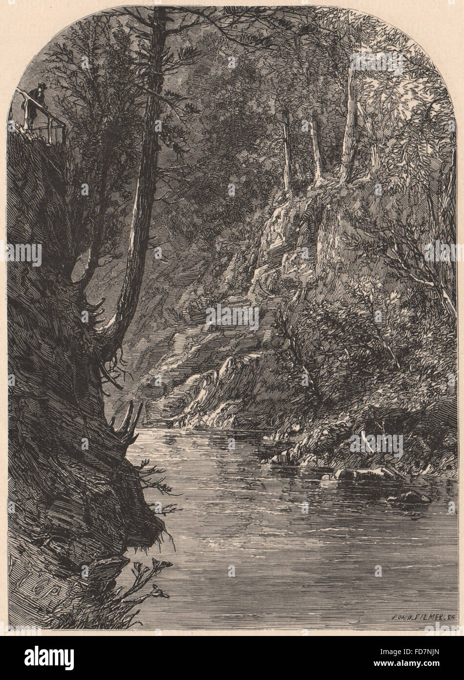 PHILADELPHIA: Wissahickon, near Paper-Mill Bridge, antique print 1874 ...