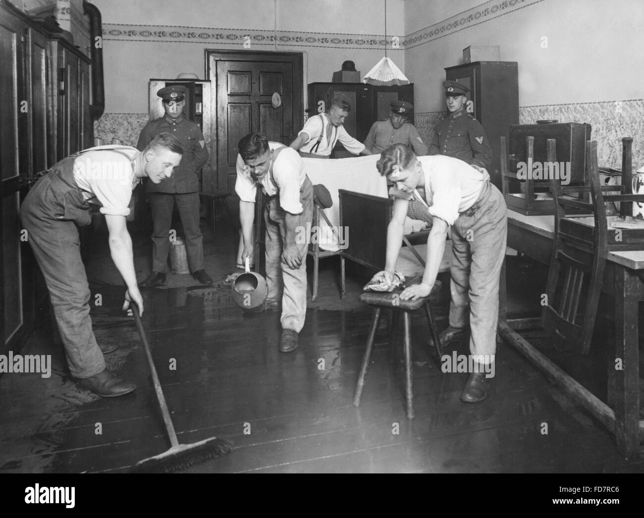 Saturday cleaning in a barracks of the Wehrmacht in the 30s Stock Photo ...