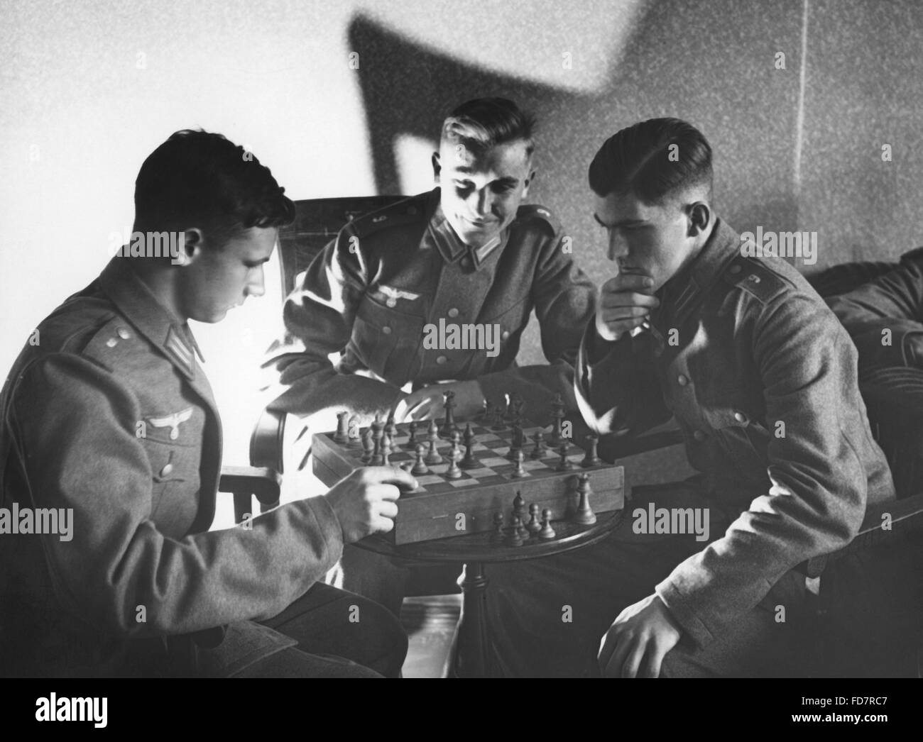 Soldiers playing chess in the barracks Berlin-Ruhleben, 1935 Stock ...