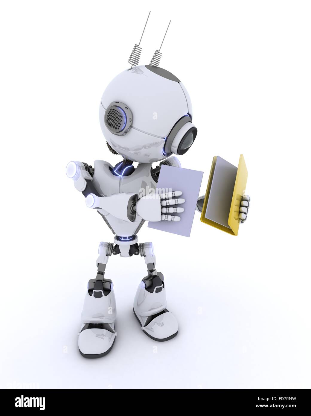 3D Render of an Robot with folder and documents Stock Photo - Alamy
