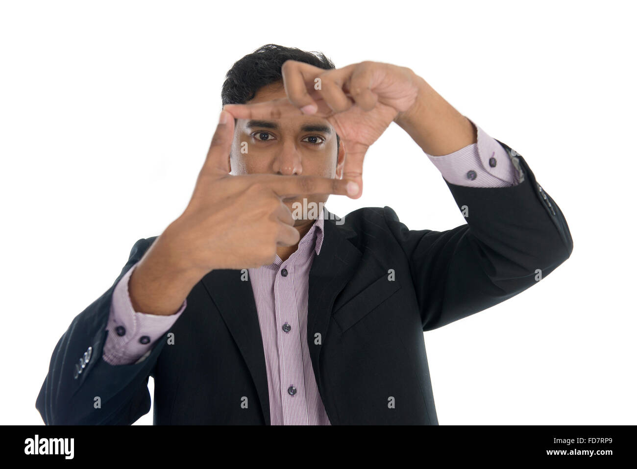 Young handsome guy making frame with his hands Stock Photo - Alamy