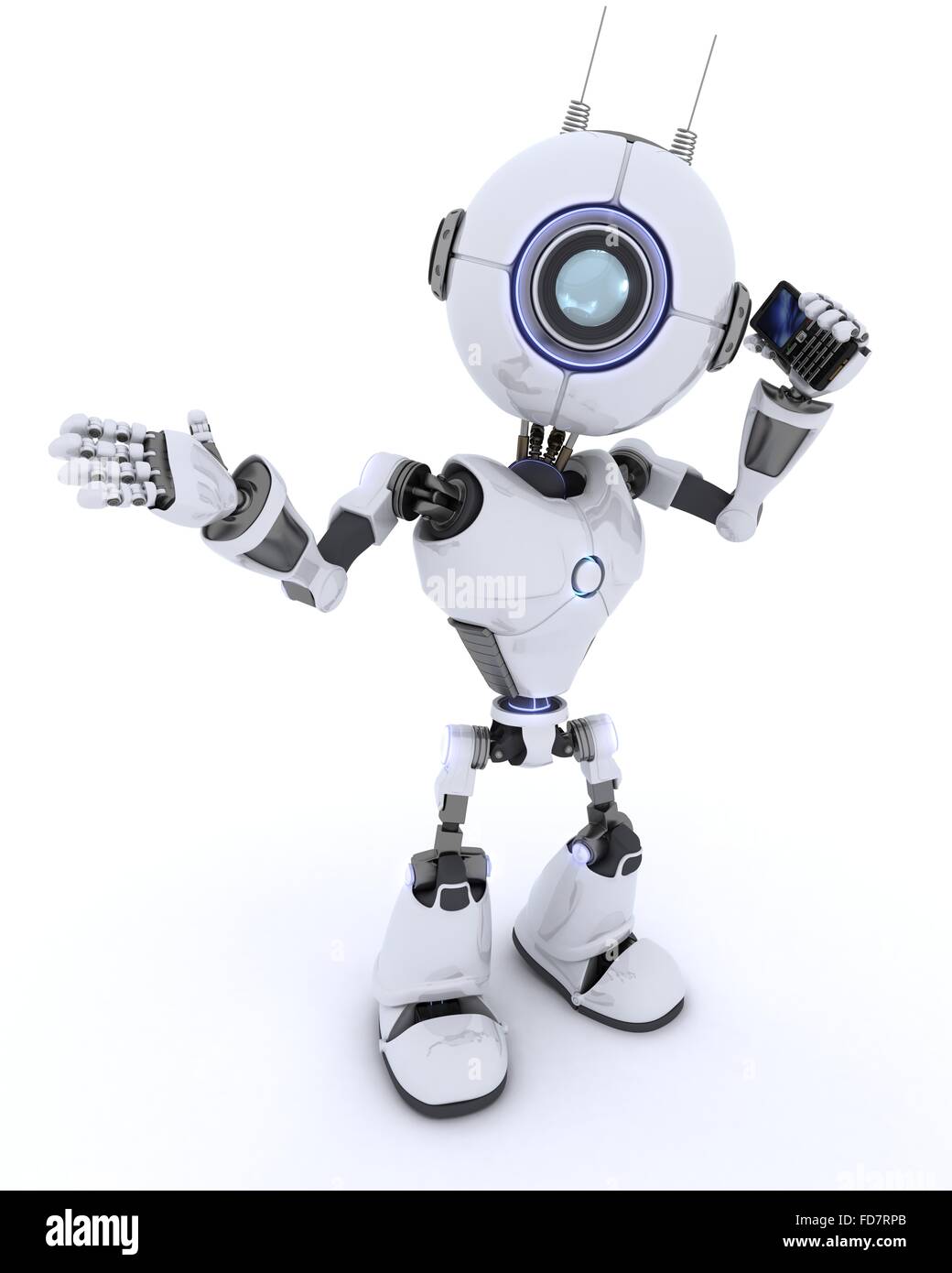 3D Render of an Robot with cell phone Stock Photo - Alamy