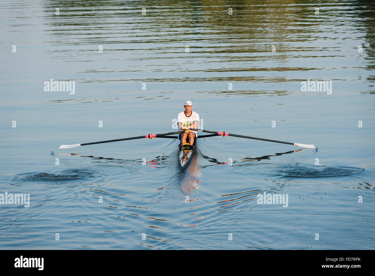 Aerial view of rowing in a river Stock Photo - Alamy