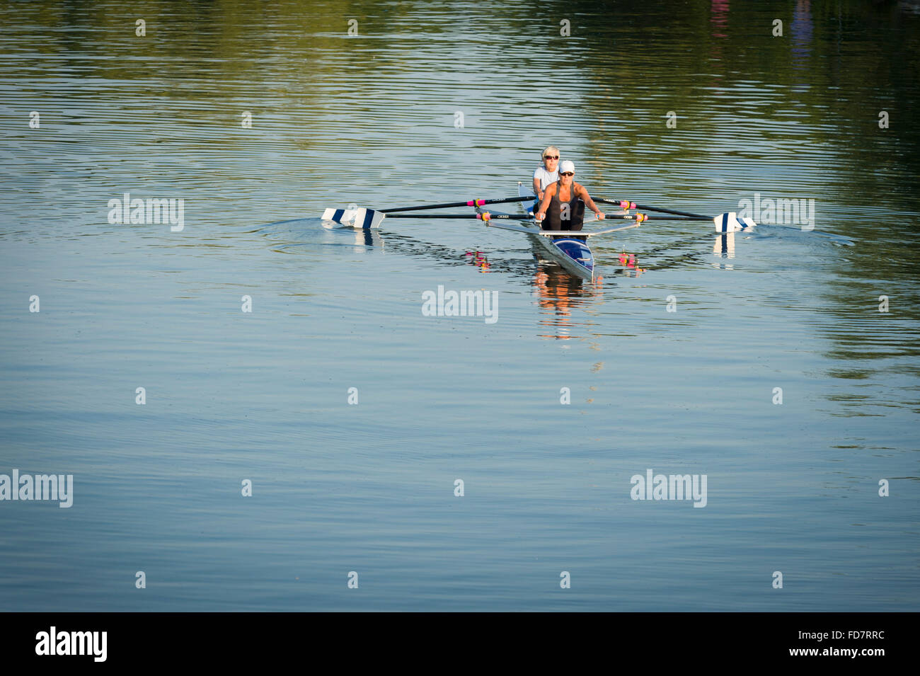 Aerial view of rowing in a river Stock Photo - Alamy