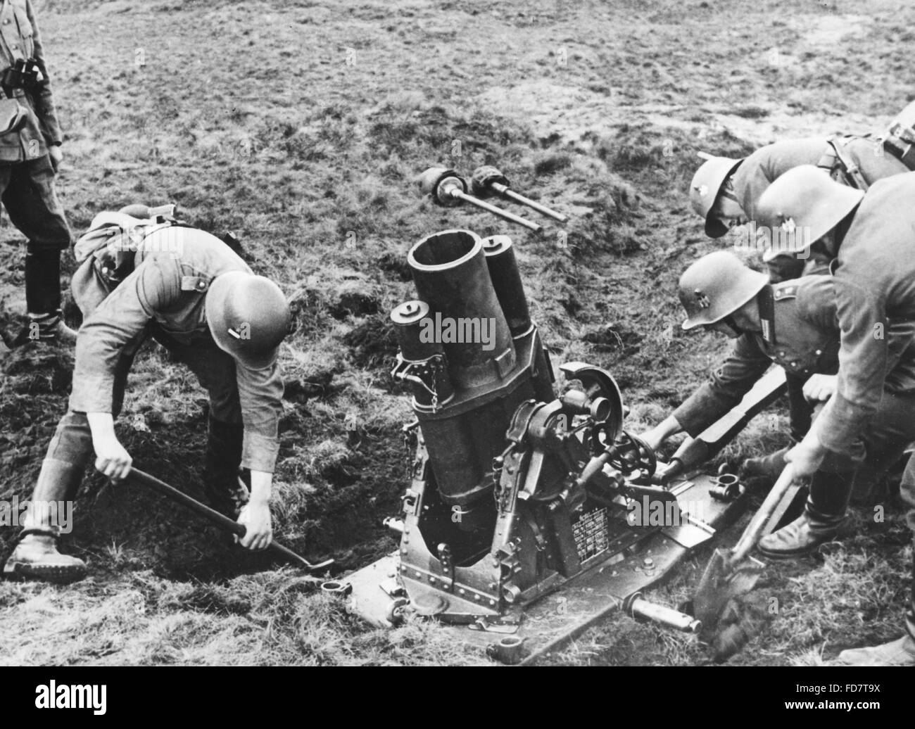 Soldiers with mine thrower, 1935 Stock Photo - Alamy