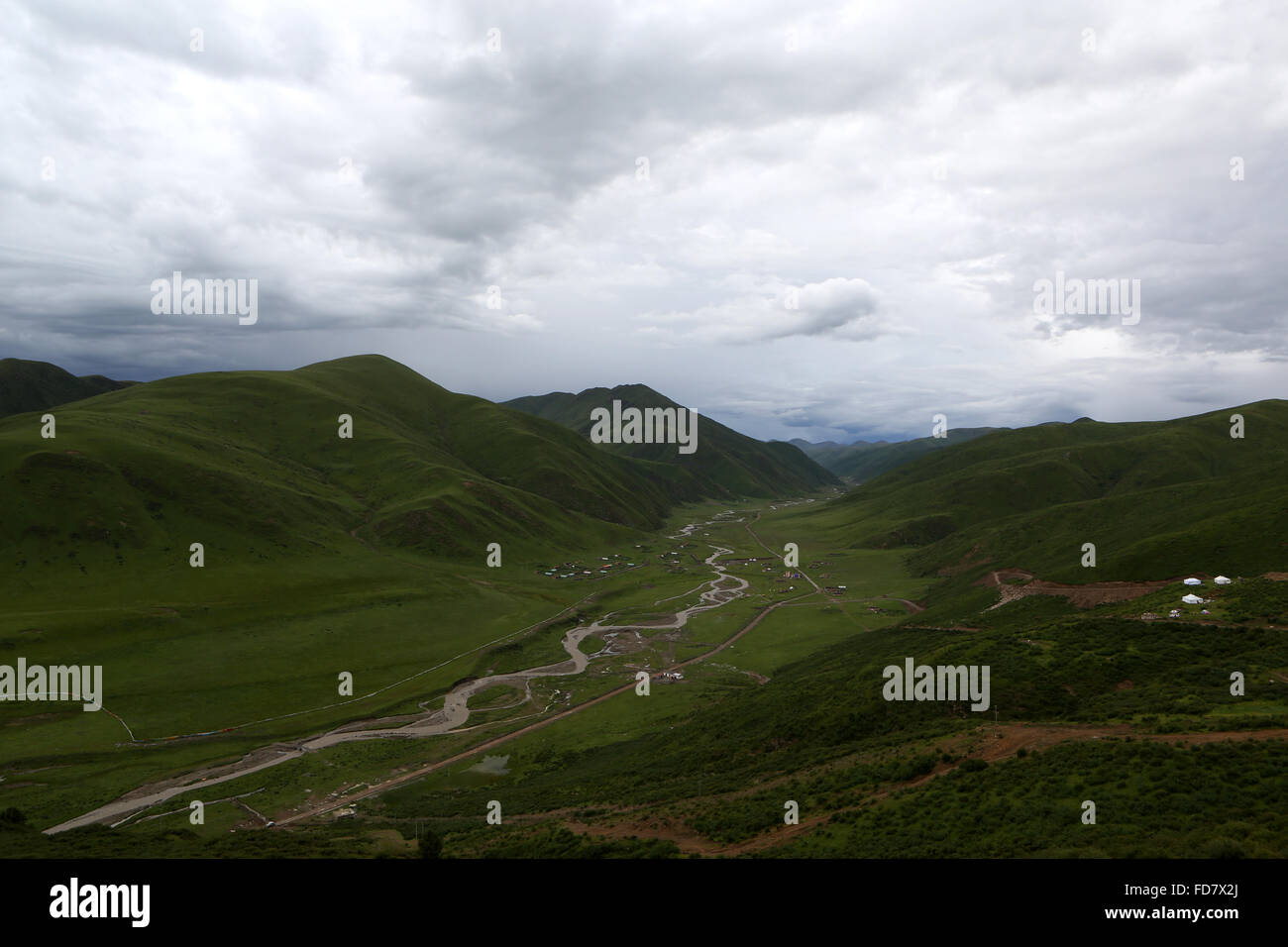 Rural buildings Garze zhou Sertar Xian Sichuan Province China Stock ...