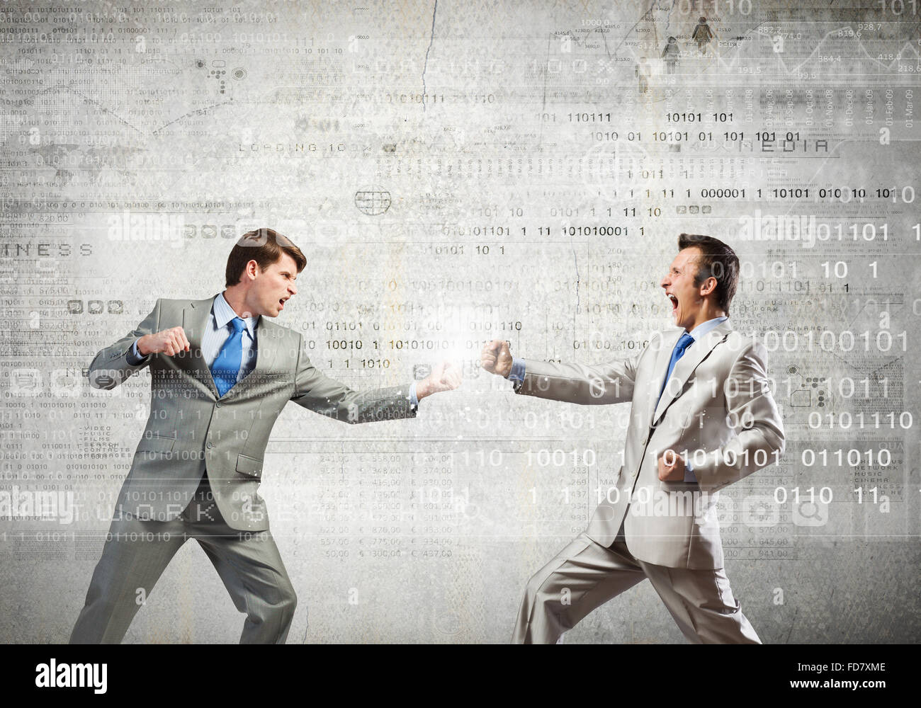 Two businesspeople in anger fighting with each other Stock Photo - Alamy
