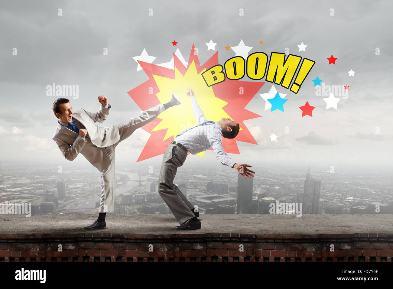Two businesspeople in anger fighting with each other Stock Photo - Alamy