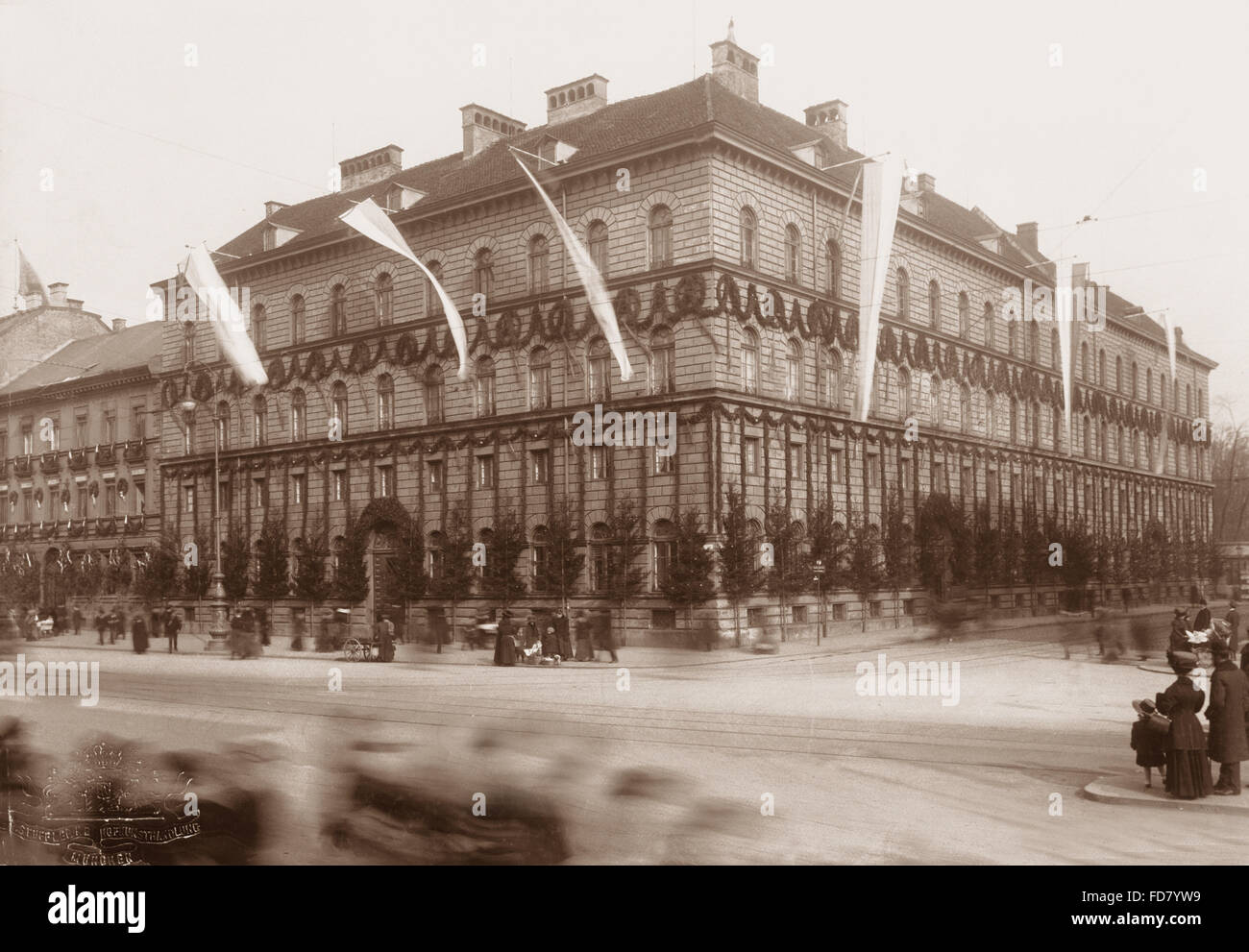 Building at the Ludwigstrasse corner Galeriestrasse in Munich Stock ...